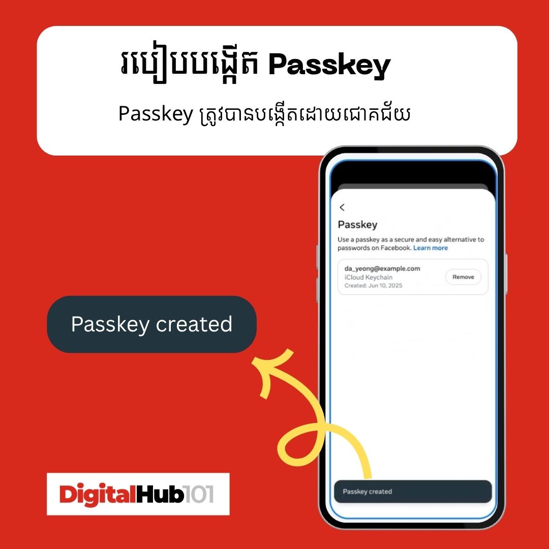 ក្រាហ្វិចព័ត៌មាន៖ របៀបបង្កើត Passkey នៅលើហ្វេសប៊ុក - DigitalHub101